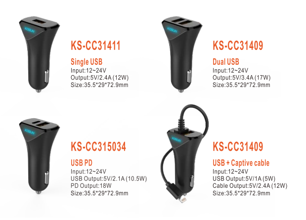 Micro USB ROHS 5V2.4A 12W Single Port Car Charger
